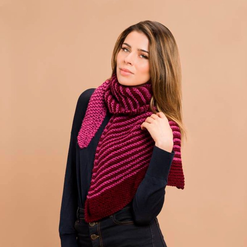 Bufanda Cruzada A Rayas (Agujas) - Crochet Stores – Crochetstores